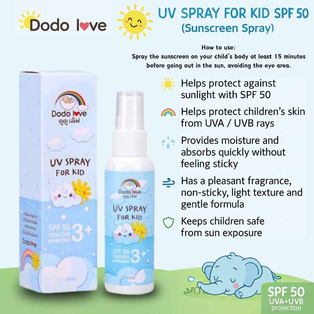 DodoLove UV Spray for Kids SPF50 PA+++ 45ml – Urban Essentials Philippines