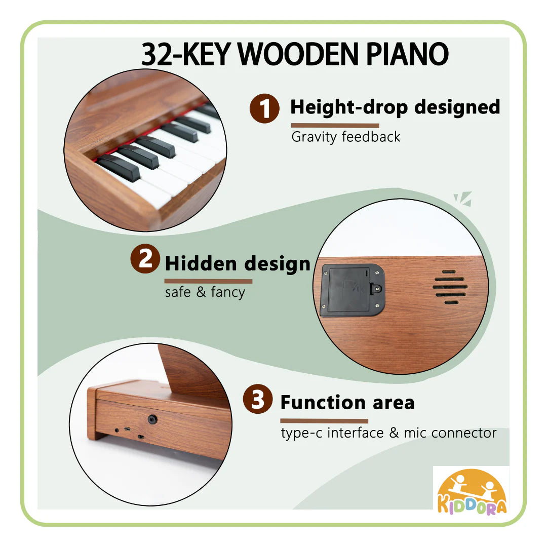 Kiddora Mini Maestro Jr. Wooden Kids Piano with Microphone – Urban ...
