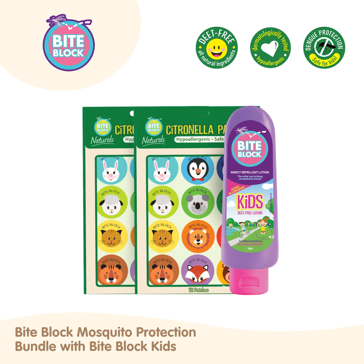 Bite Block Kids Lotion 100ml + Citronella Patches Set of 2 – Urban ...