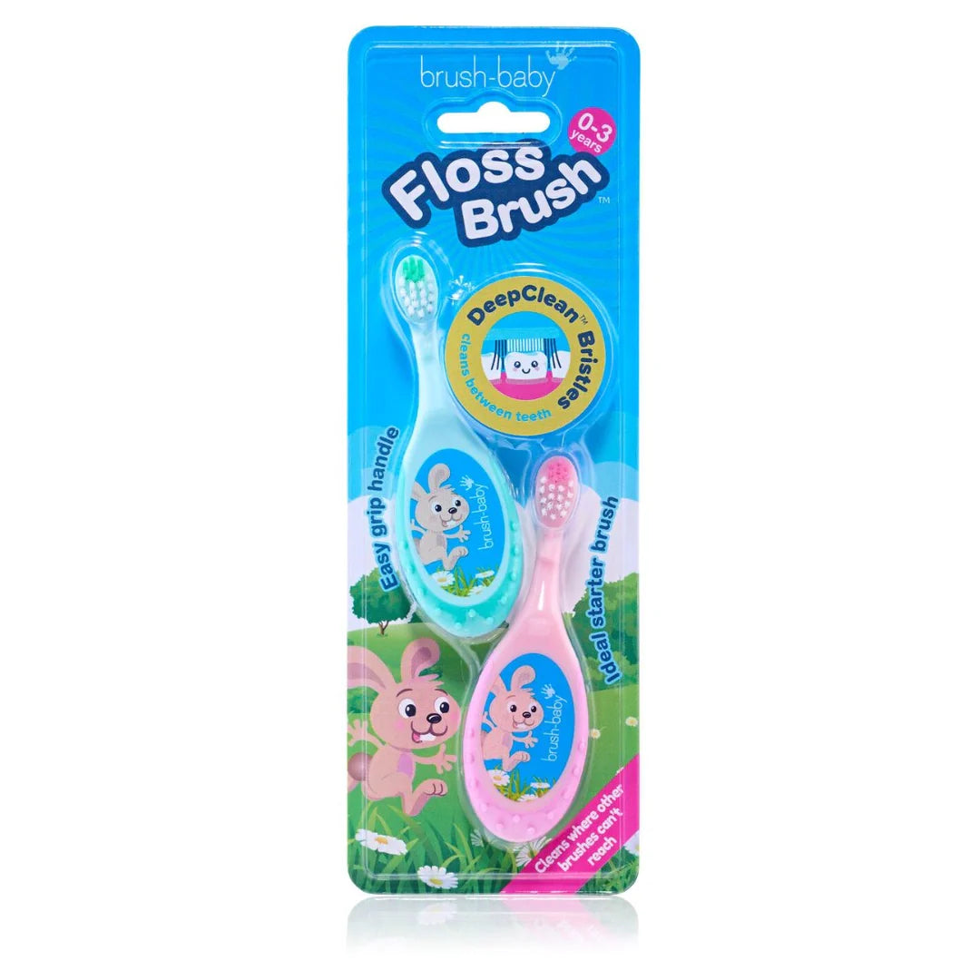 Brush Baby - FlossBrush Baby Bristles Toothbrush 2-Pack (0-3 Years ...
