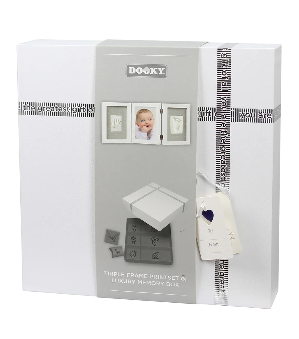 Dooky Gift Set: White Triple Frame Handprint & Memory Box – Urban ...